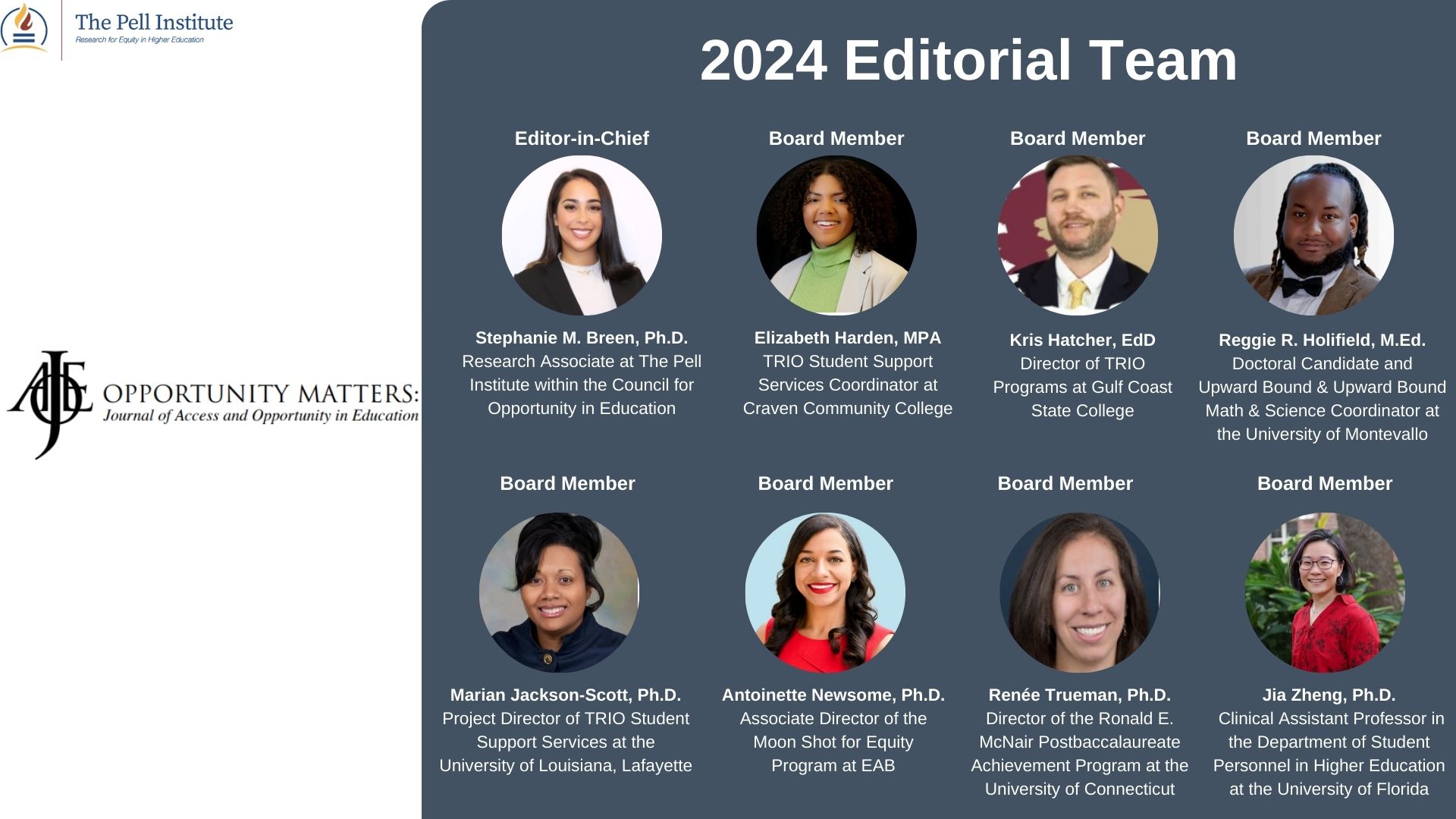 Opportunity Matters Journal Editorial Board - The Pell Institute